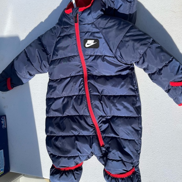 Nike | Jackets & Coats | Nike Dark Blue Infant Snowsuit With Red Trim ...